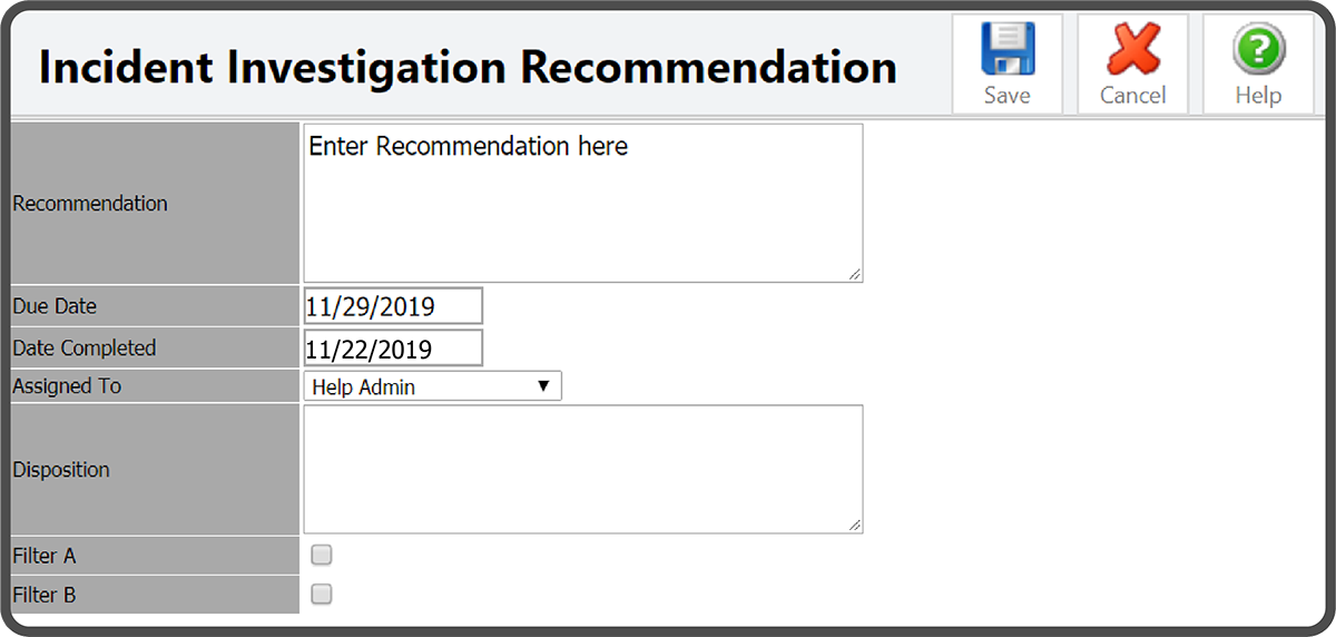 Complete Task Type - Incident Investigation Recommendation